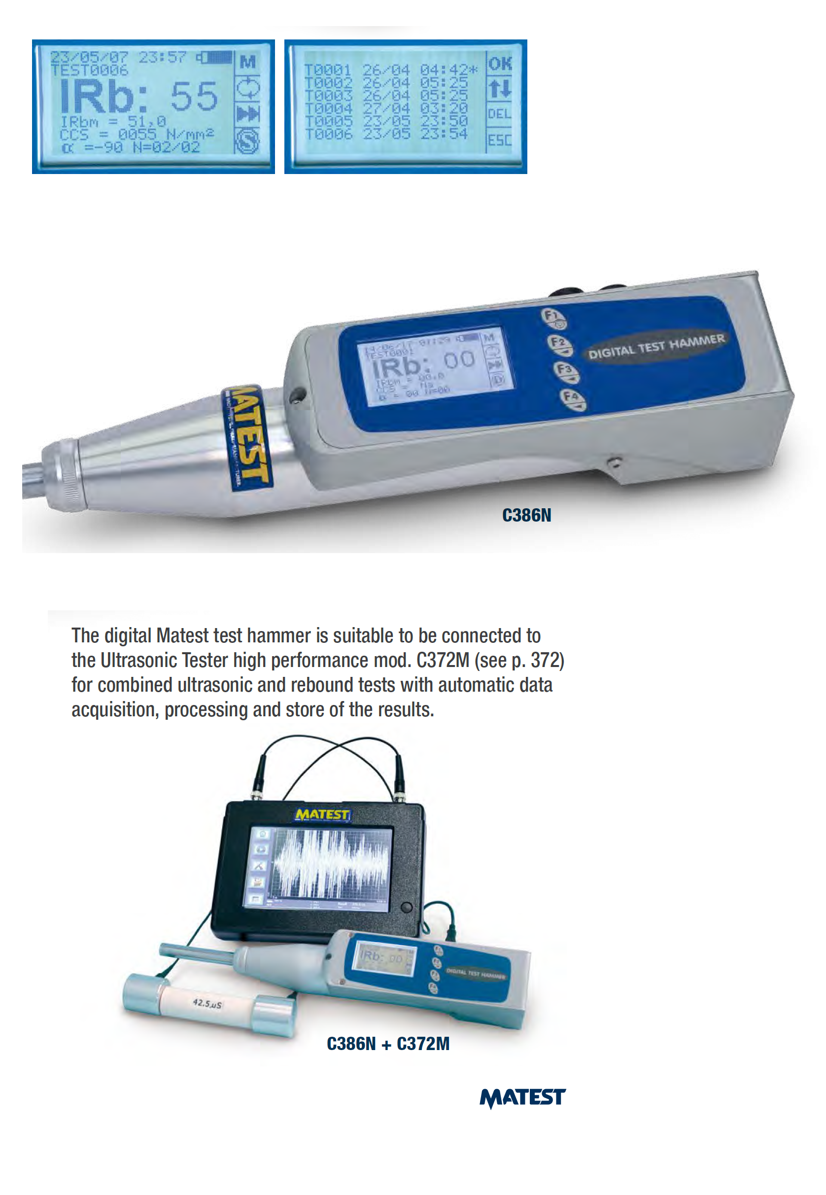 C386N DIGITAL CONCRETE TEST HAMMER WITH MICROPROCESSOR MADE IN MATEST ...
